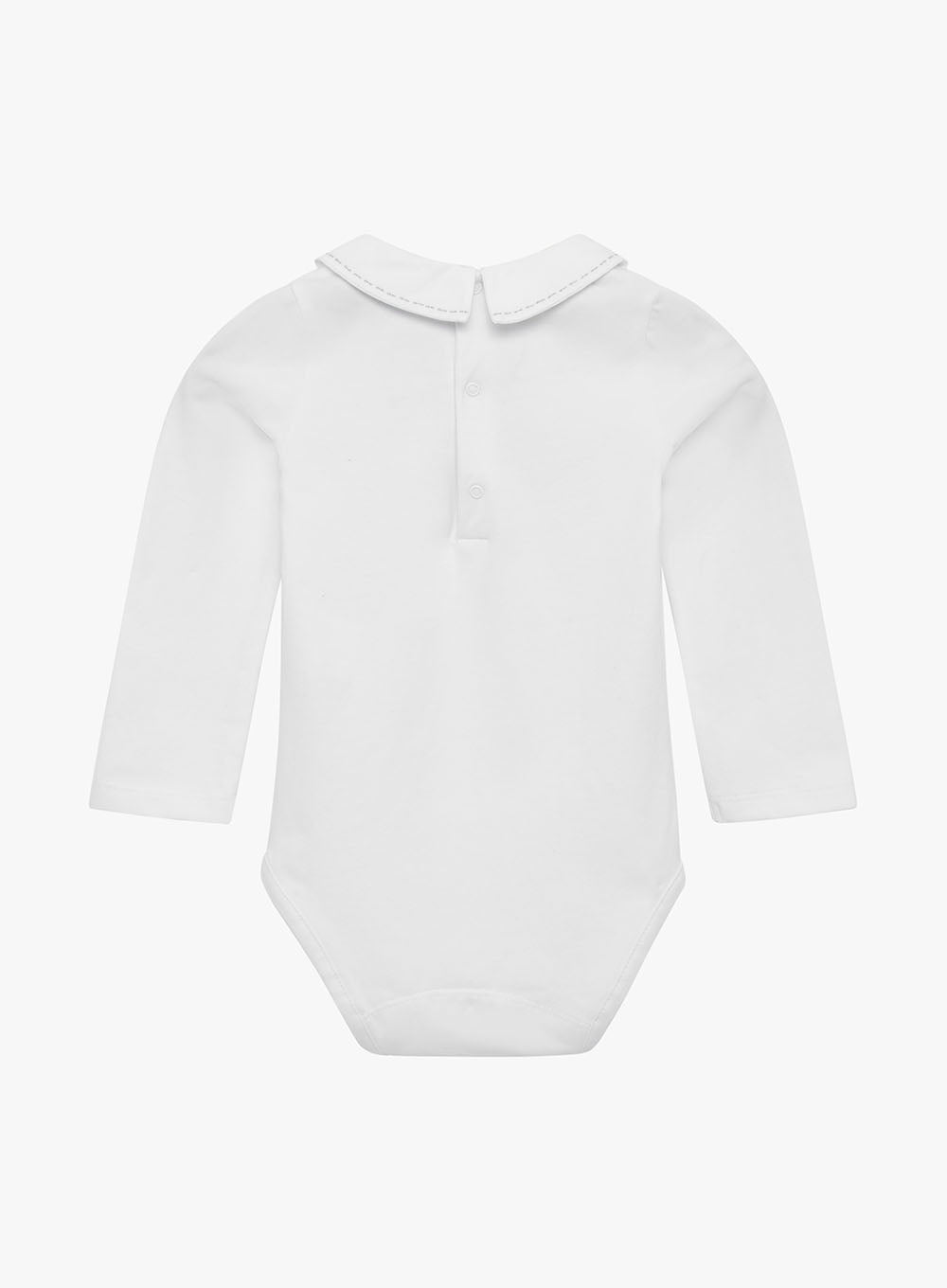 Baby Long Sleeved Monty Train Bodysuit in White | Trotters London ...