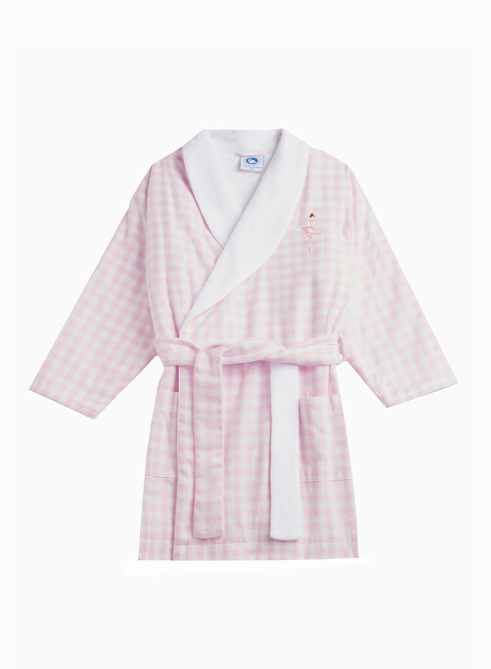 Original Pyjama Company Margot Ballerina Bathrobe Pale Pink Gingham ...